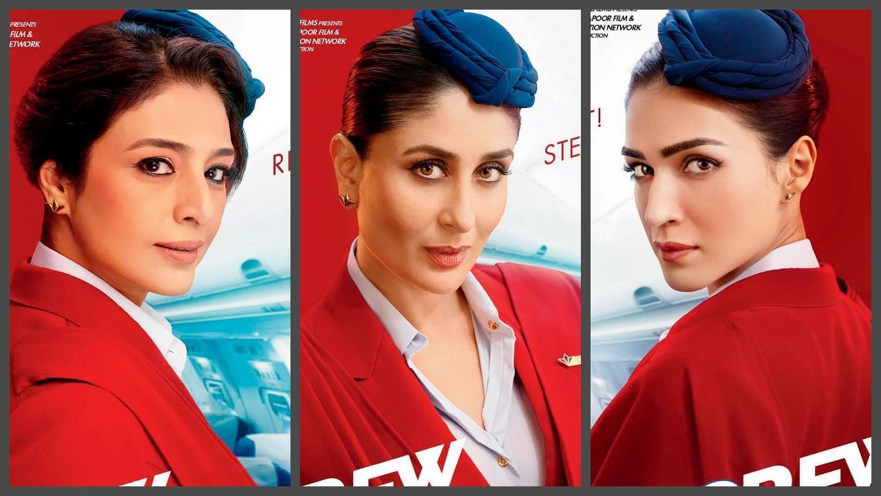 Kareena, Tabu, Kriti as Air Hostesses in `The Crew`: Poster Revealed ...