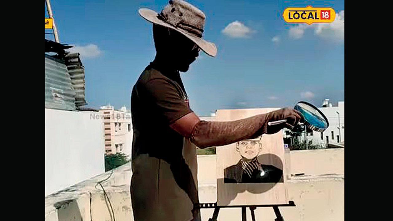 Tamil nadu artist uses sunlight to create stunning tribute to major ...